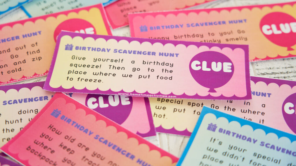 Birthday Scavenger Hunt - Home Time Activities