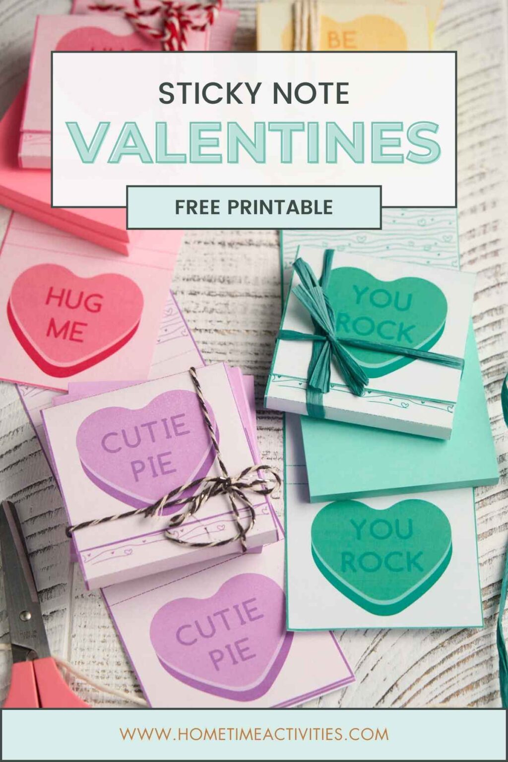 Sticky Notes Valentines for Kids - Eco-Friendly - Free Printable