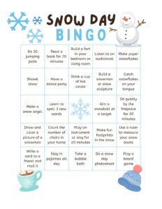 Snow Day Bingo Activity - Free Printable | Home Time Activities