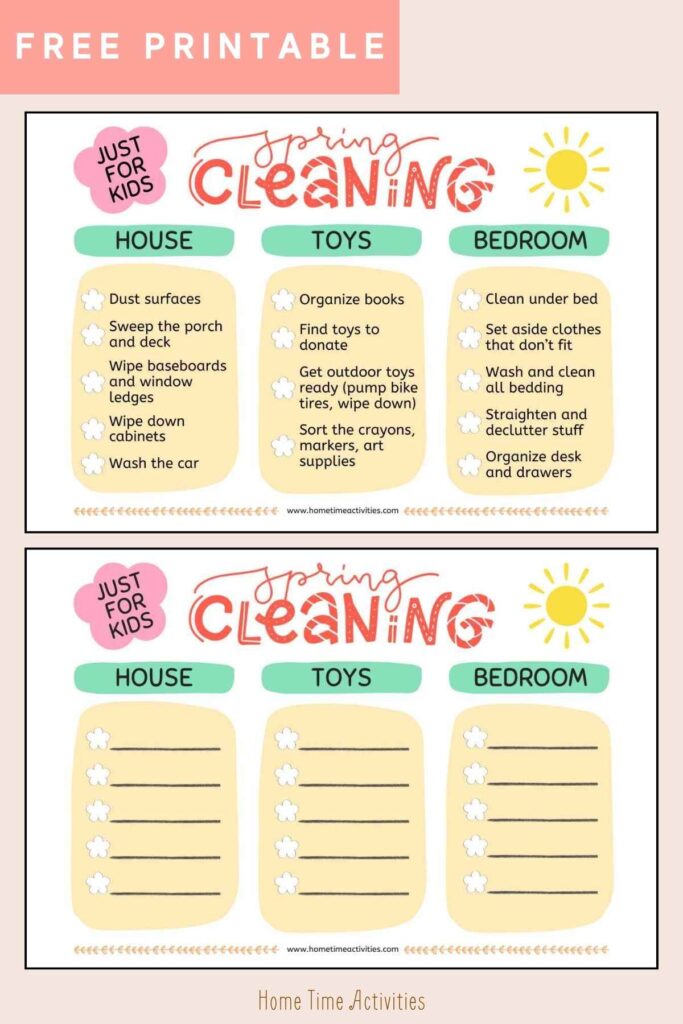 Make Spring Cleaning with Kids Fun - Printable Chore Chart