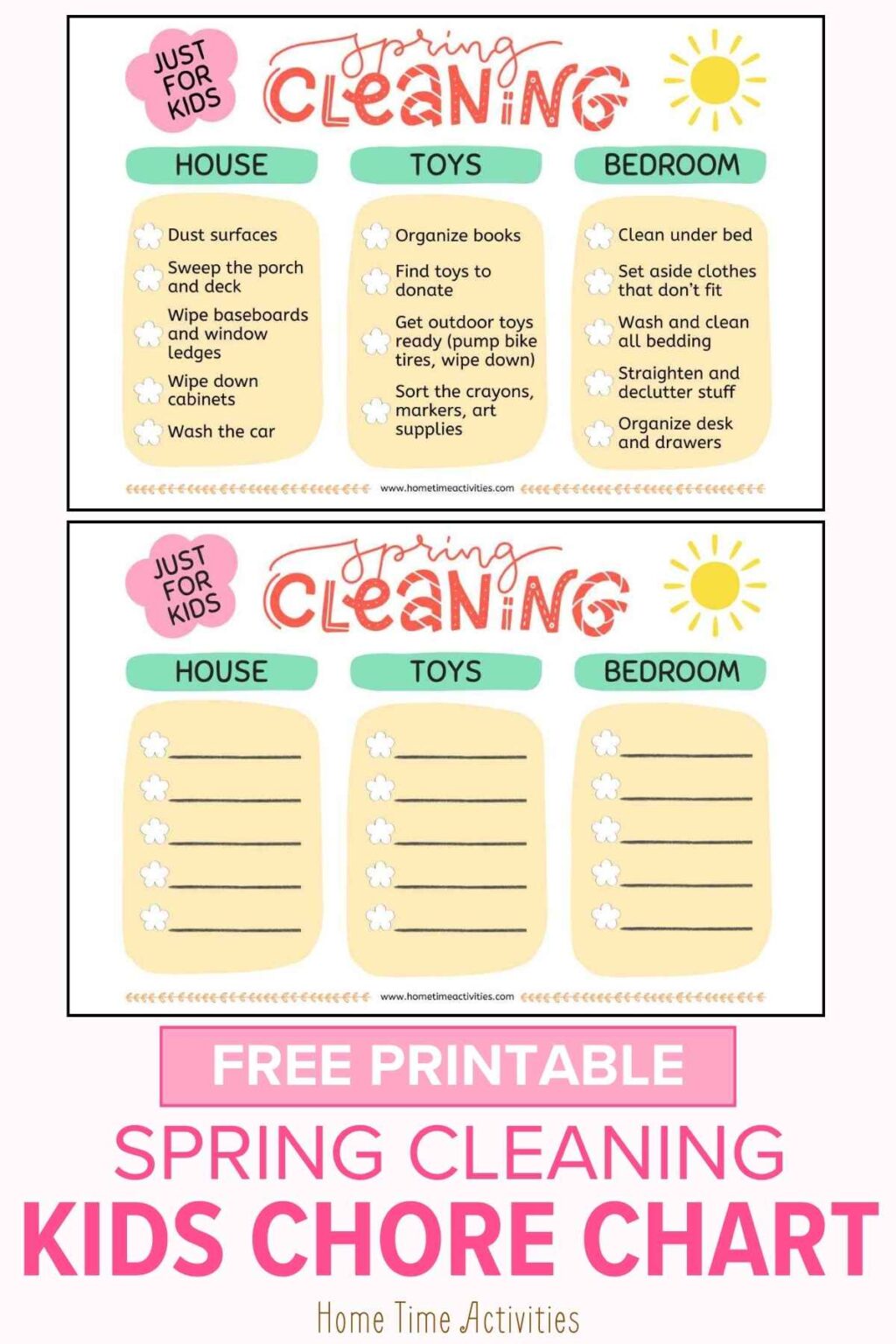 Make Spring Cleaning with Kids Fun - Printable Chore Chart