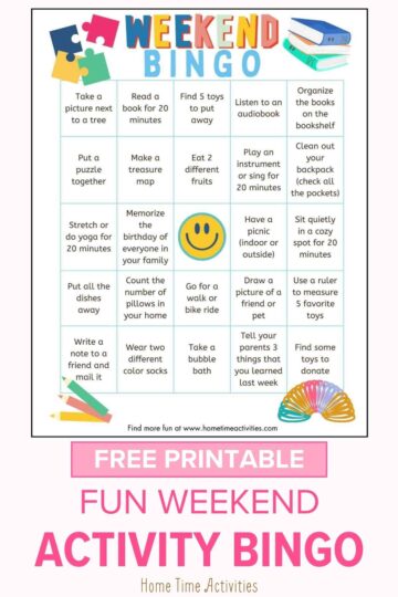 Weekend Activity Bingo - Free Printable