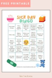Sick Day Bingo with Fun Sick Day Activities - Free Printable PDF