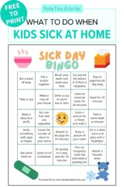 Sick Day Bingo with Fun Sick Day Activities - Free Printable PDF