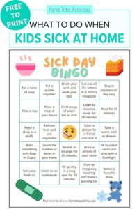 Sick Day Bingo with Fun Sick Day Activities - Free Printable PDF
