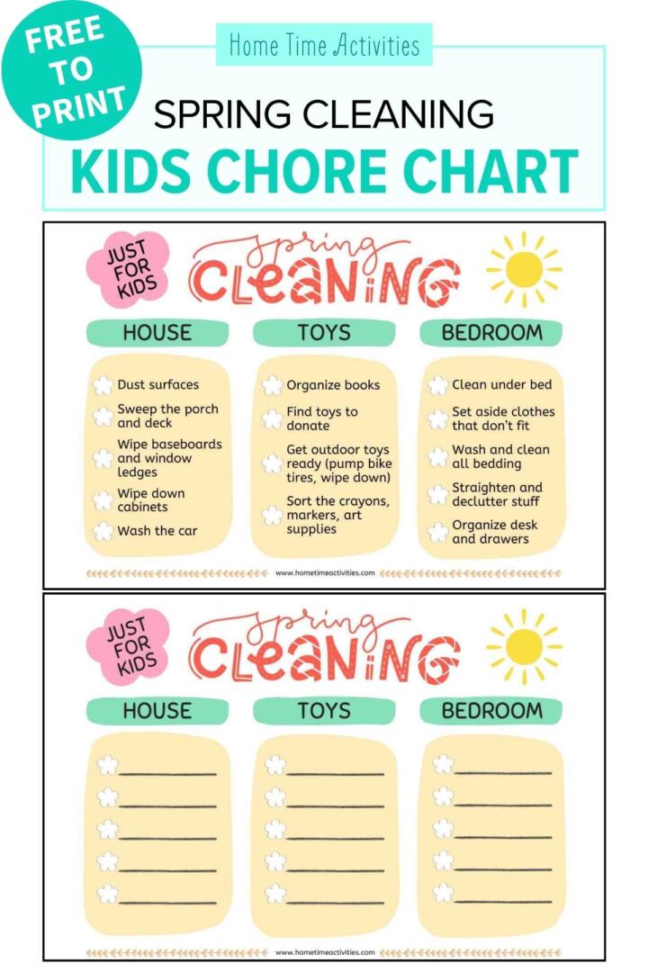 Make Spring Cleaning with Kids Fun - Printable Chore Chart
