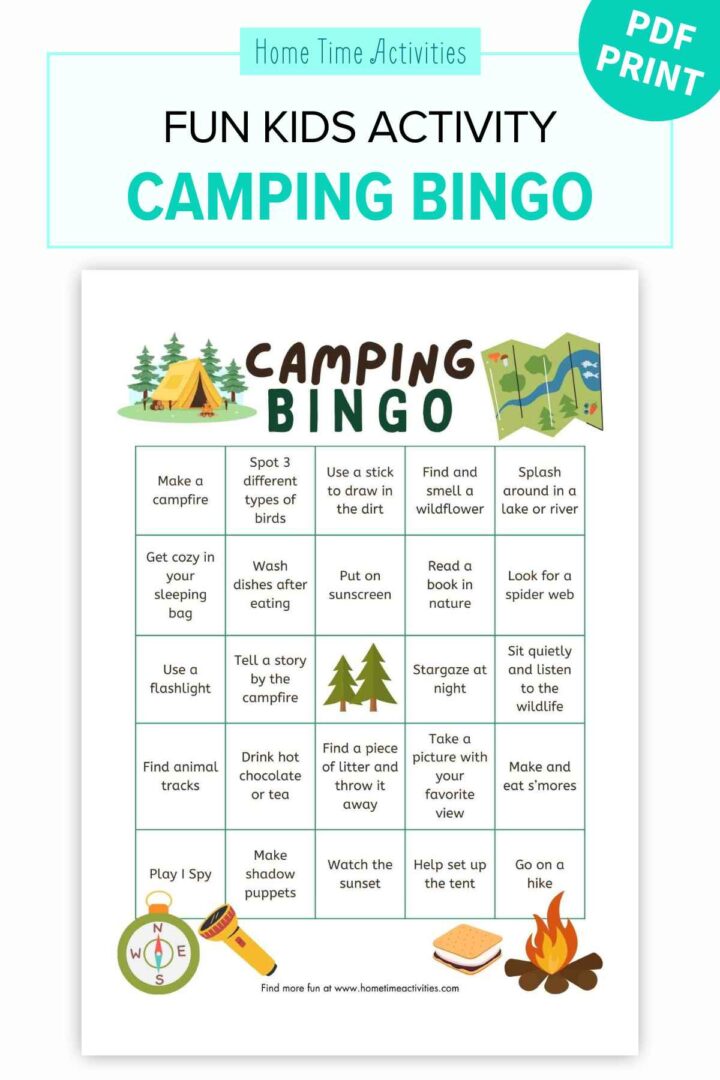 24 Camping Activities for Kids (Printable Activity Bingo)