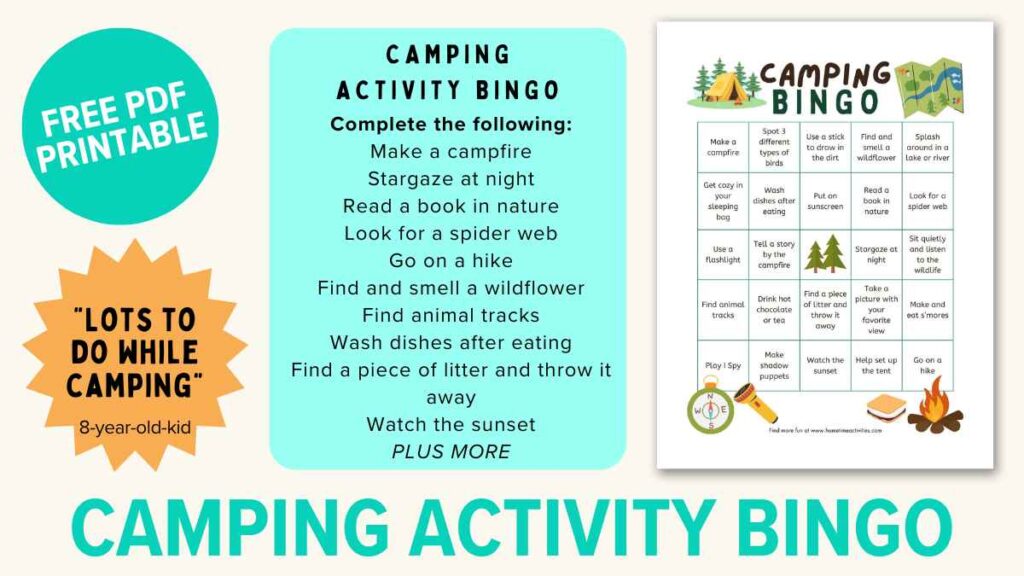 24 Camping Activities for Kids (Printable Activity Bingo)