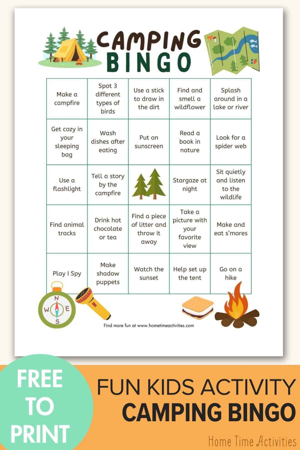 24 Camping Activities for Kids (Printable Activity Bingo)