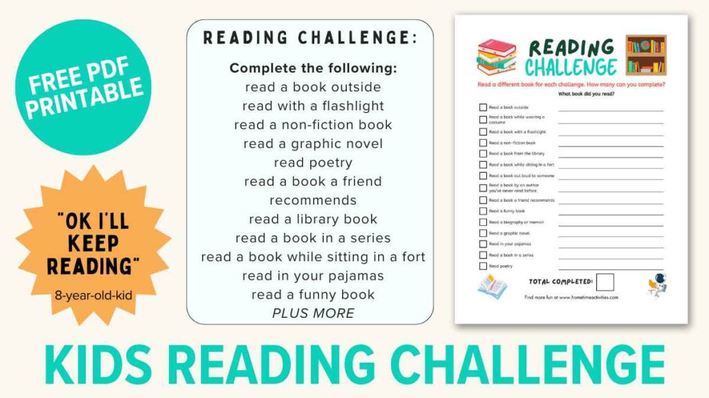 Kids Reading Challenge - 15 Fun Prompts | Home Time Activities
