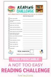 Kids Reading Challenge - 15 Fun Prompts | Home Time Activities