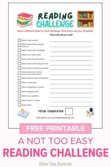 Kids Reading Challenge - 15 Fun Prompts | Home Time Activities