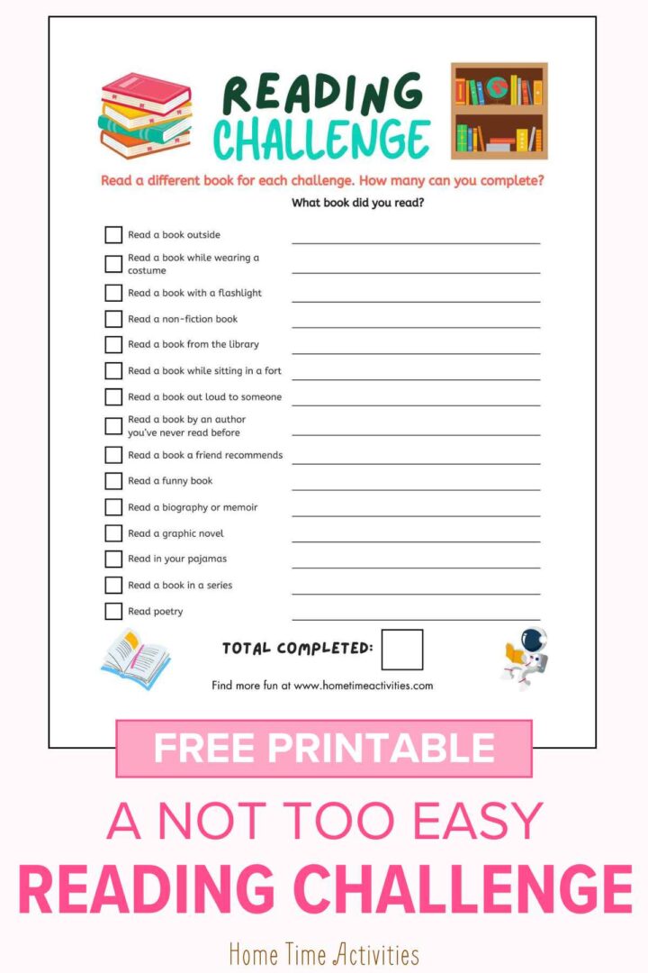 Kids Reading Challenge - 15 Fun Prompts | Home Time Activities