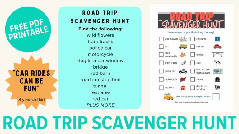 Road Trip Scavenger Hunt - Make Car Rides Fun - Printable PDF