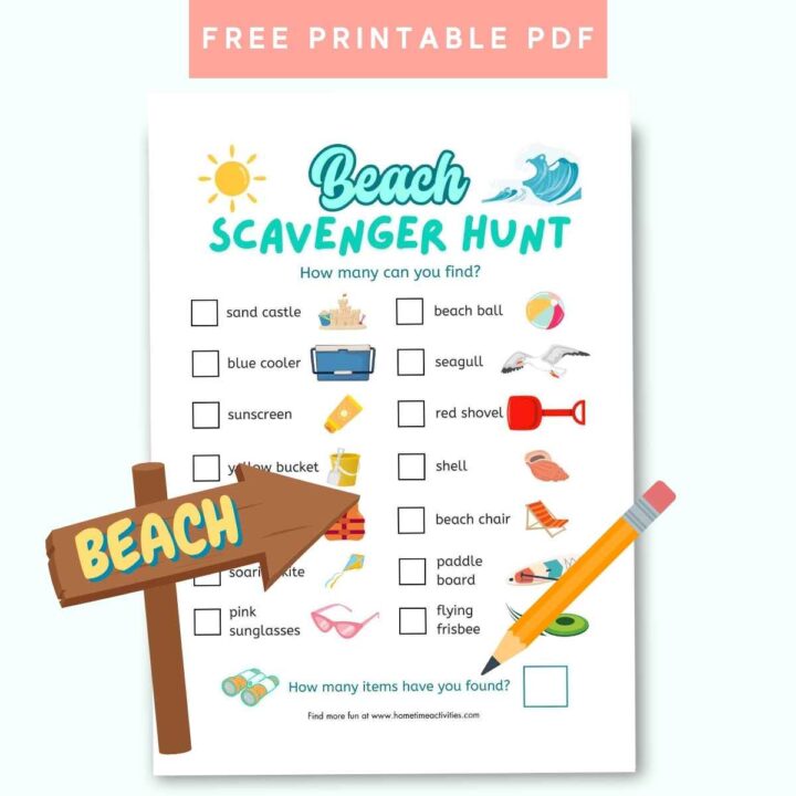 Beach Scavenger Hunt - Free Printable | Home Time Activities