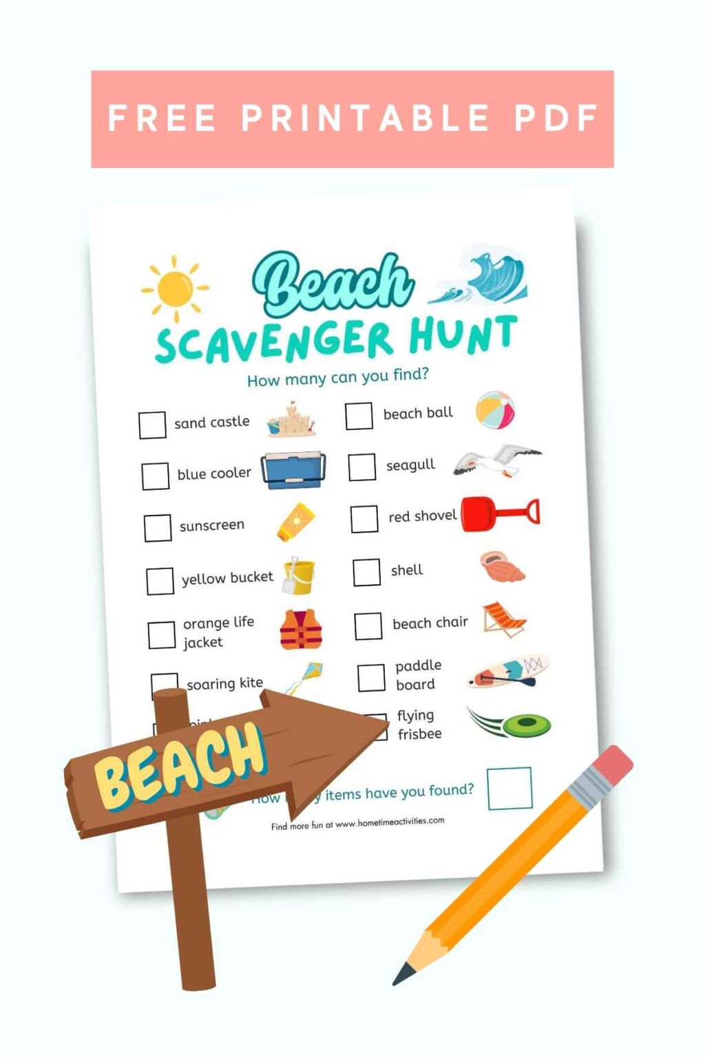 Beach Scavenger Hunt - Free Printable | Home Time Activities