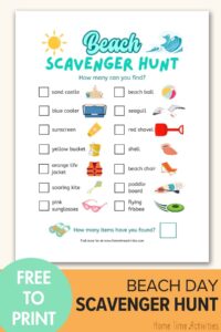 Beach Scavenger Hunt - Free Printable | Home Time Activities