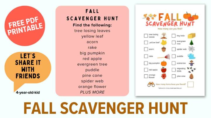 Fall Scavenger Hunt for Kids - Free Printable PDF