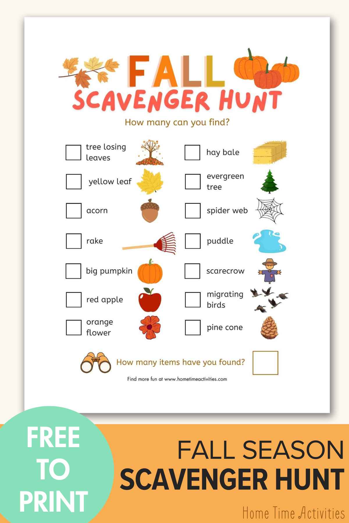 Fall Scavenger Hunt for Kids - Free Printable PDF