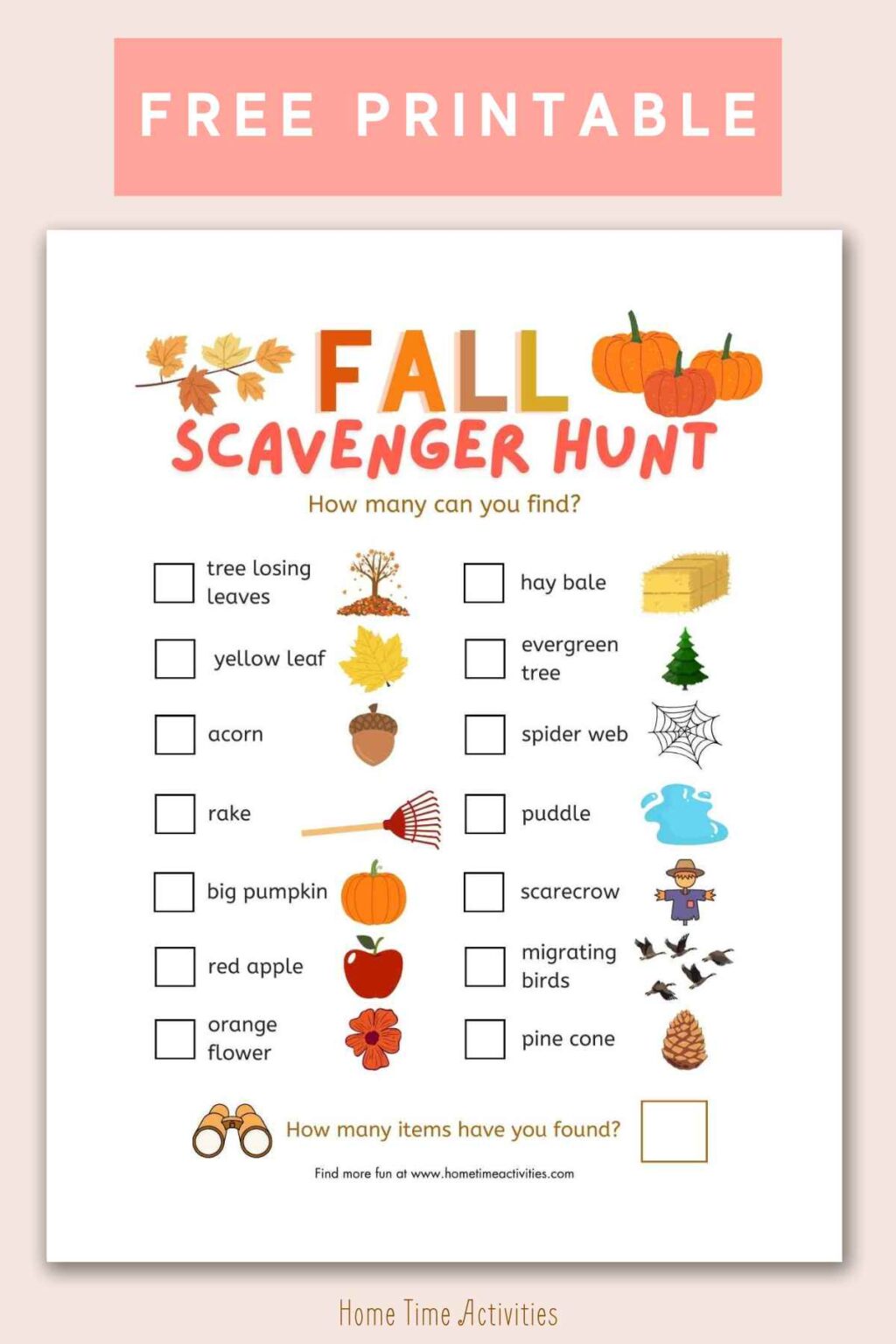 Fall Scavenger Hunt for Kids - Free Printable PDF