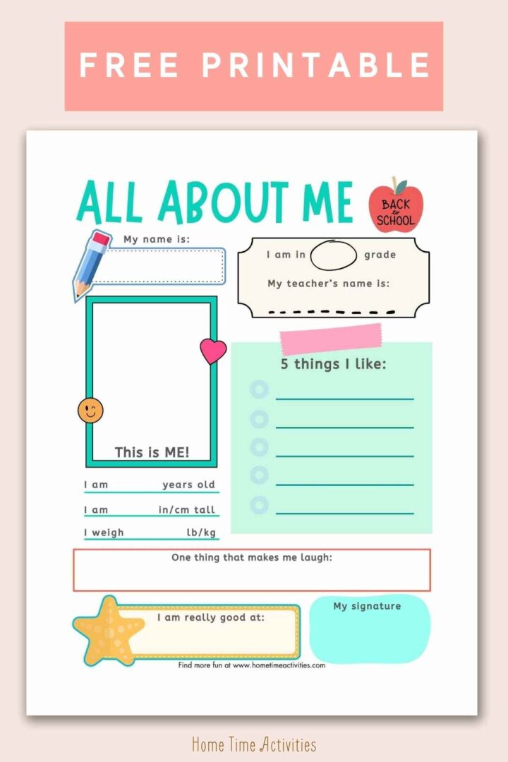 All About Me - Special Back to School Printable