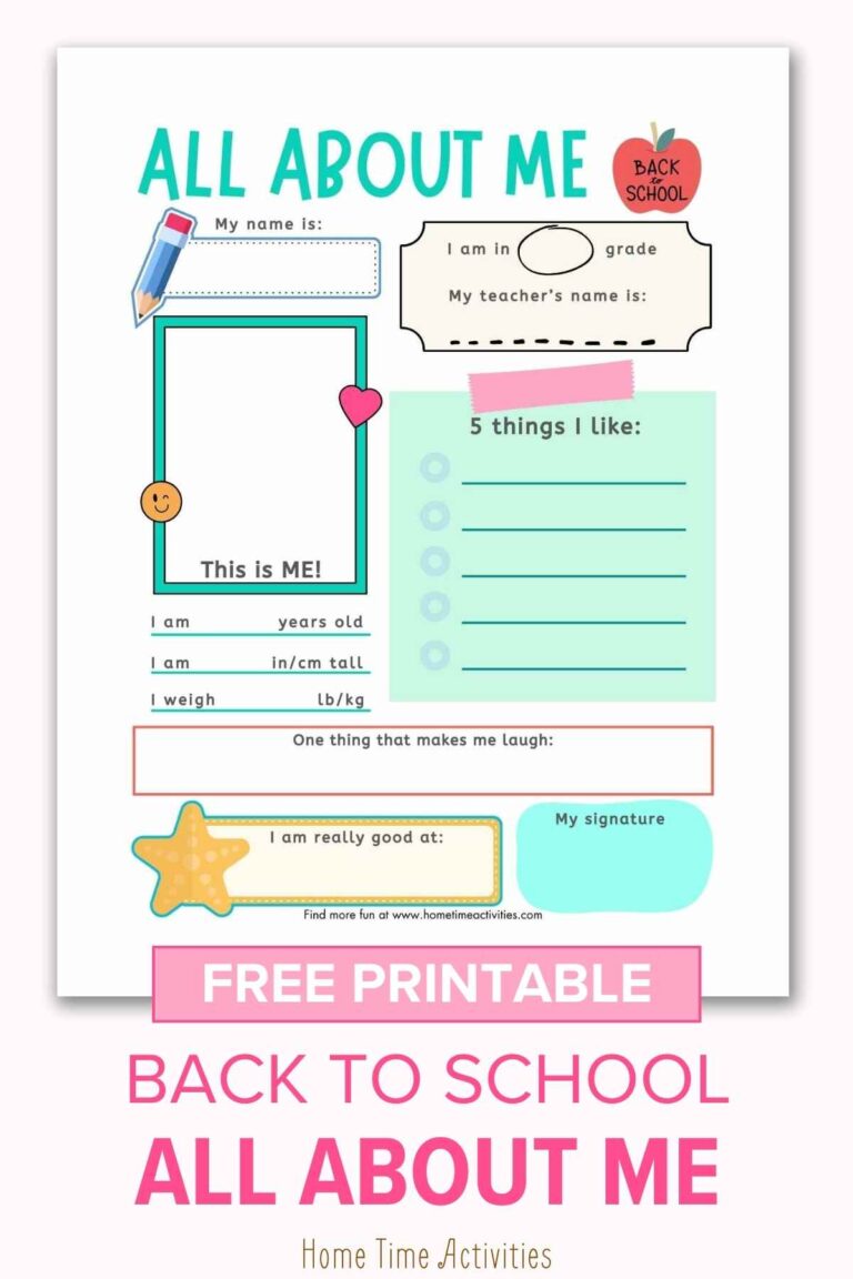 All About Me - Special Back to School Printable