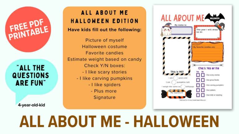 Halloween All About Me - Free Printable PDF