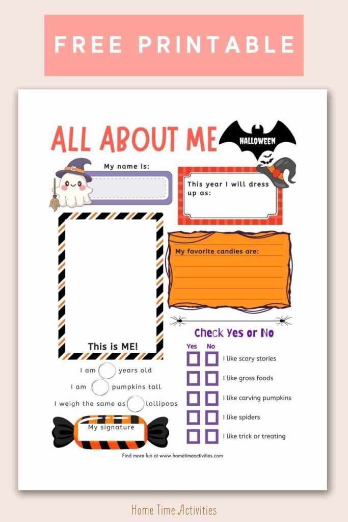 Halloween All About Me - Free Printable PDF