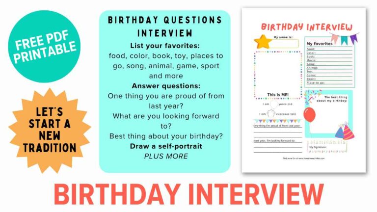 Birthday Interview Questions - Free Printable PDF