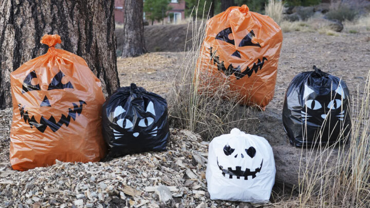 Filling Halloween Leaf Bags with Kids | Home Time Activities