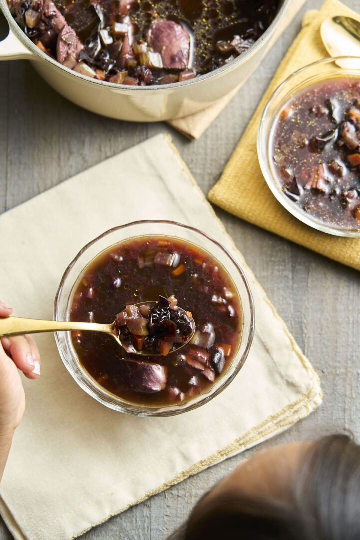 Forbidden Black Rice Chicken Soup -- Fun Halloween Soup