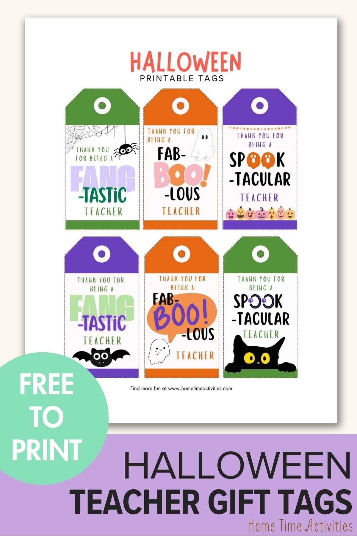 Halloween Teacher Gift Tags - Free Printable