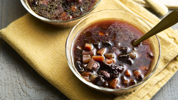 Forbidden Black Rice Chicken Soup -- Fun Halloween Soup