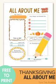 All About Me - Thanksgiving Printable Worksheet