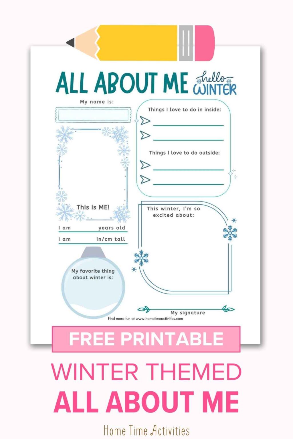 Winter All About Me - Free Printable Worksheet