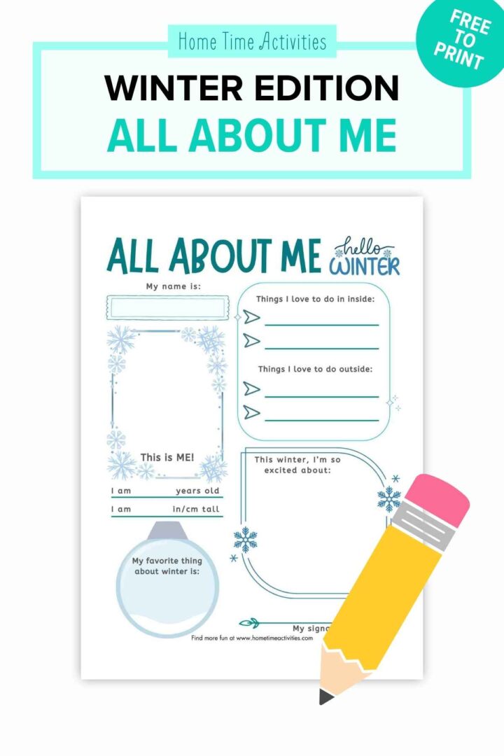 Winter All About Me - Free Printable Worksheet