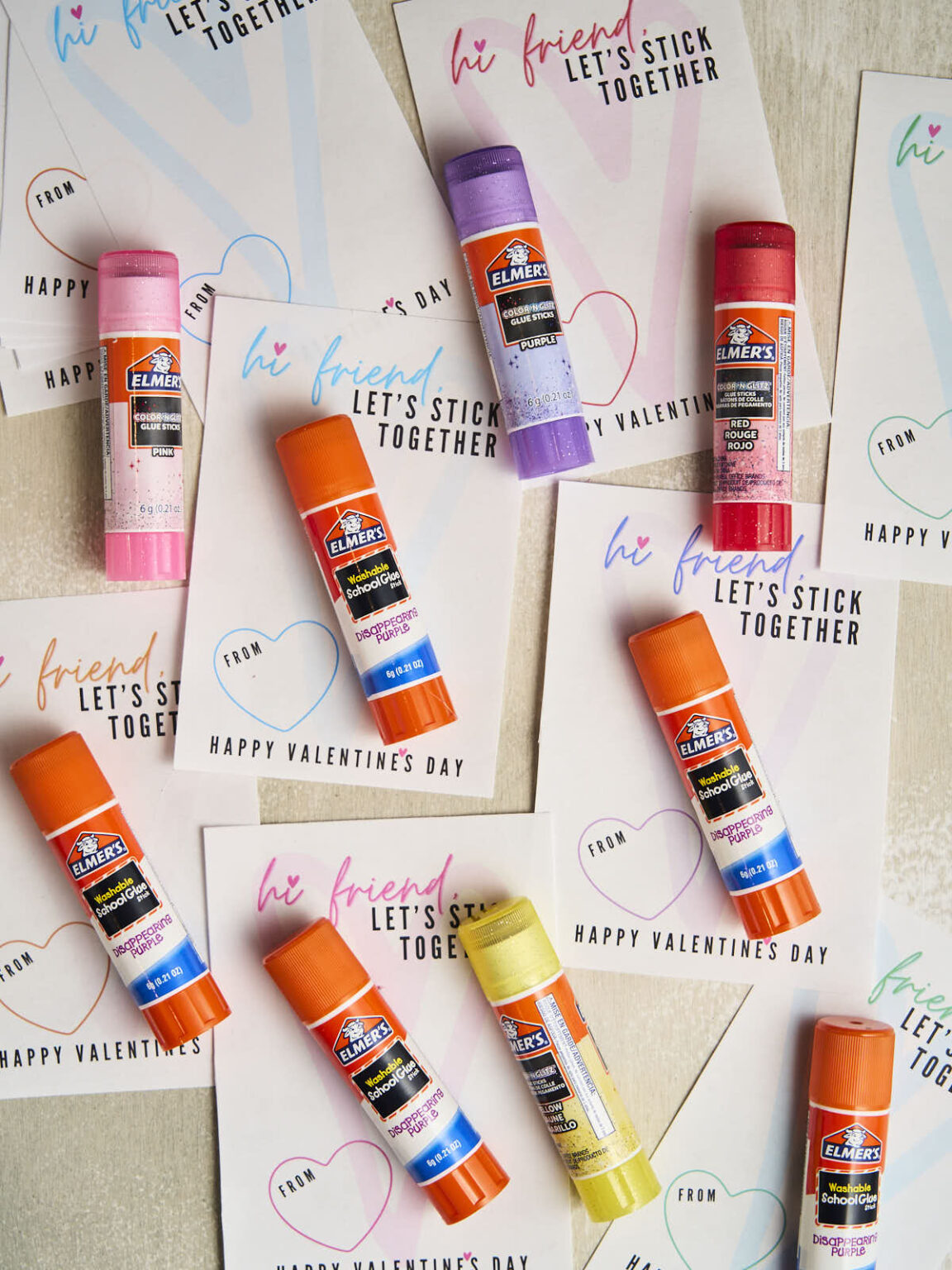 Glue Stick Valentine Cards - Free Printable