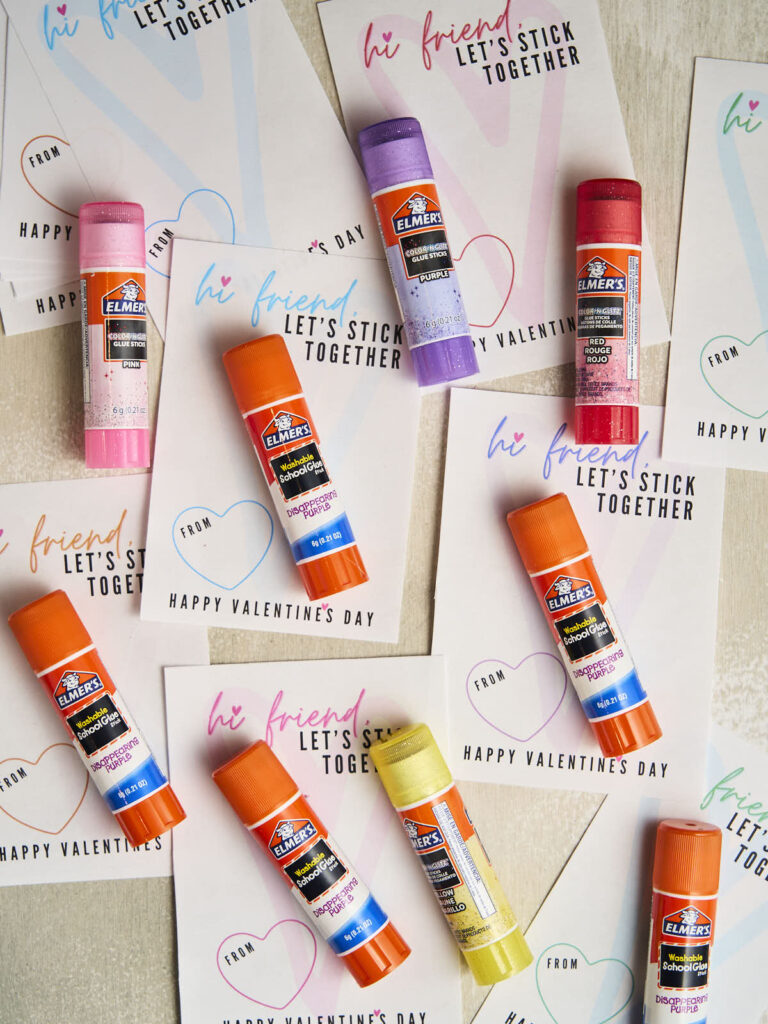 Glue Stick Valentine Cards - Free Printable